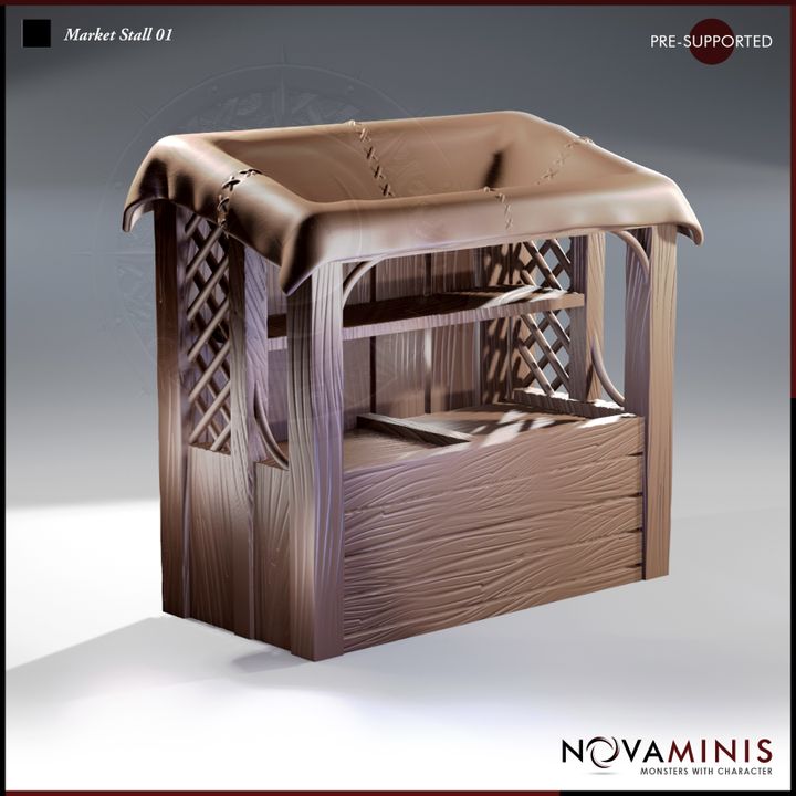 3D Printable Market Stall 01 by NOVAMINIS